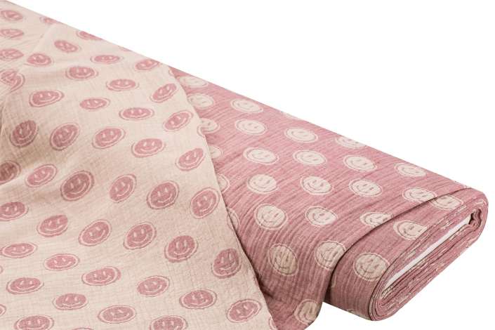 Doubleface Musselin/Doppel-Gaze "Lachgesicht", rosa-color online kaufen ...