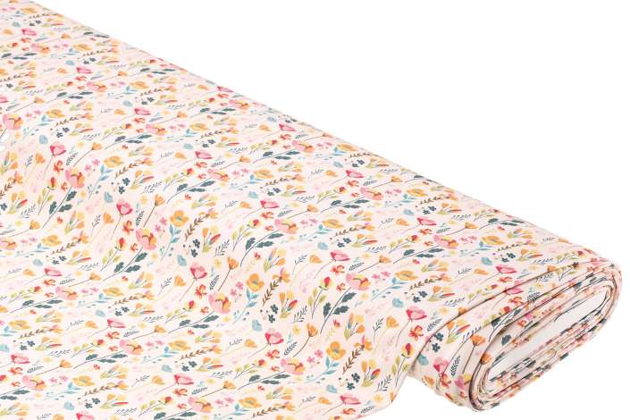Baumwoll-Jersey „Wiesenblumen“ mit Elasthan, beige-color online kaufen ...