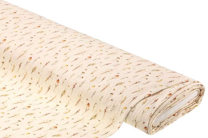 Mousseline/dubbele gaas "Weidebloemen", crème-kleur online kopen ...