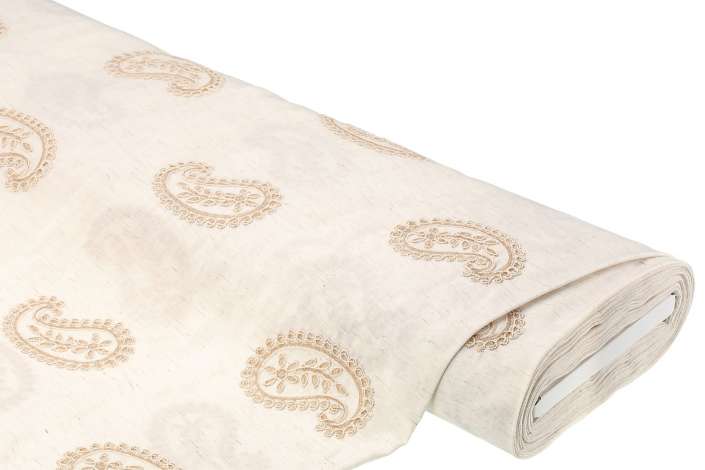 Viskose-Leinen "Paisley" bestickt, natur online kaufen | buttinette ...