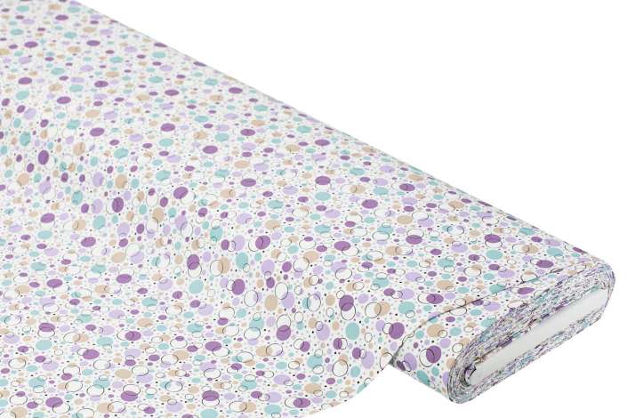 Baumwollstoff Bubbles & Kreise "Mona", weiss/lila/türkis online kaufen | buttinette Bastelshop