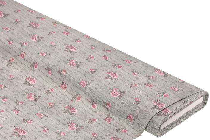 Baumwollstoff Rosen & Schrift "Mona", grau-color online kaufen ...