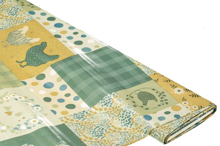 Abwaschbare Tischwäsche/Wachstuch "Hühner", grün/natur online kaufen ...