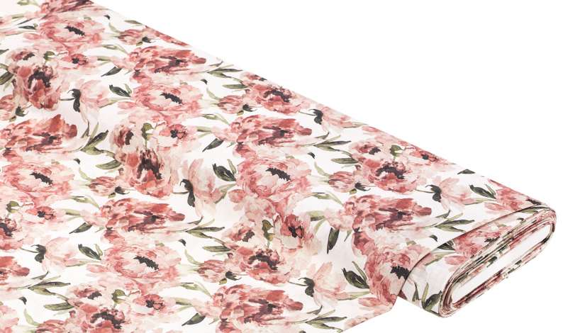 Dekostoff Pfingstrosen „Lorena“, natur-color online kaufen | buttinette ...